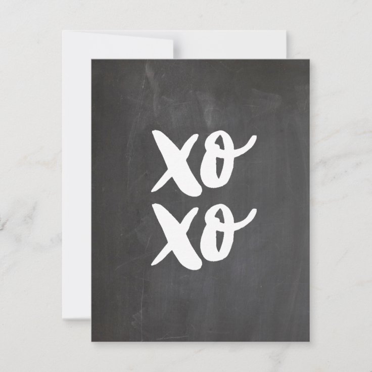 XO XO. Valentines day hugs and kisses. Chalkboard Holiday Card | Zazzle
