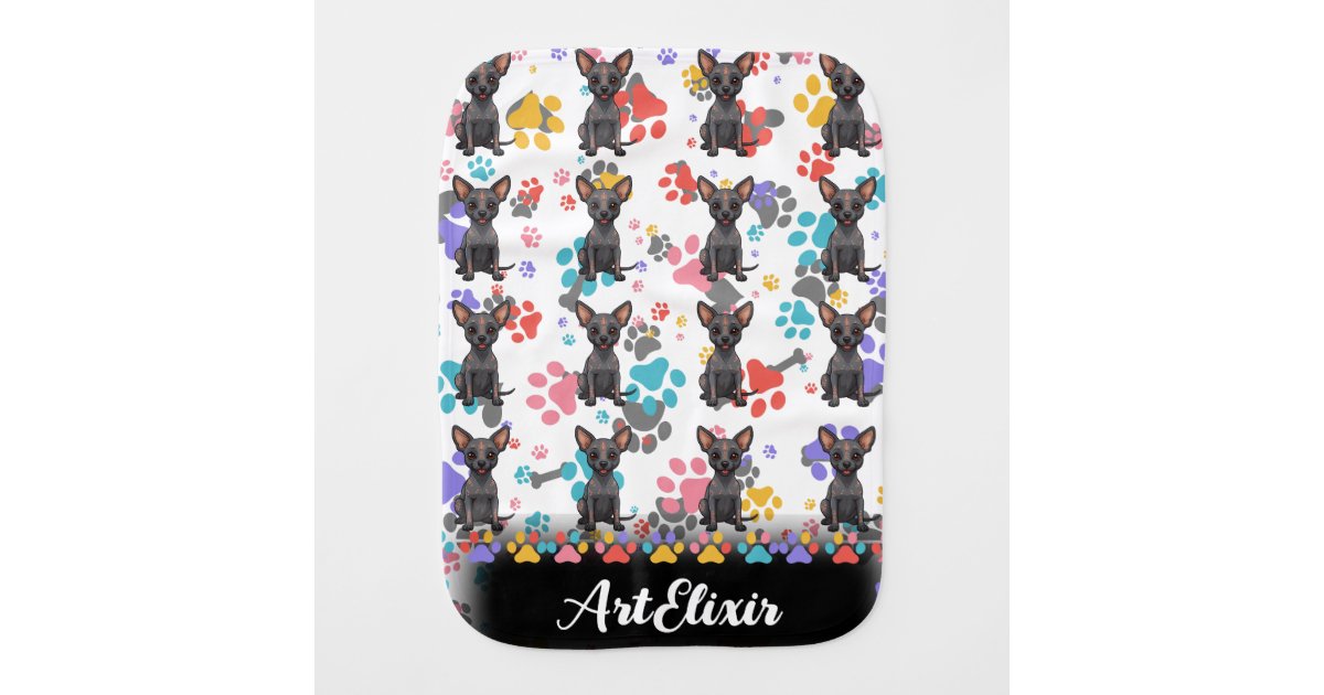 Xoloitzcuintli Paws Print Baby Burp Cloth | Zazzle