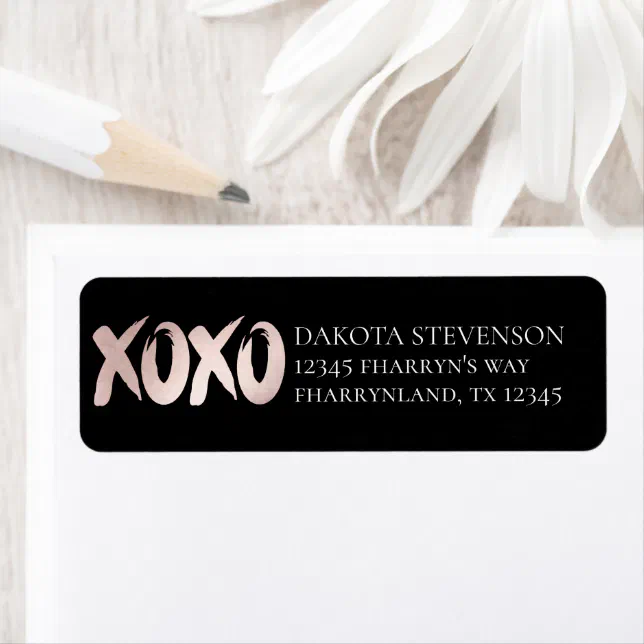 XOXO Blush Pink | Casual Brushstroke Address Label | Zazzle