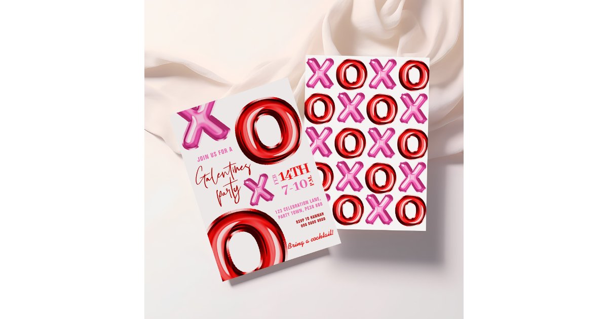 XOXO foil balloon Galentines Party Invitation | Zazzle