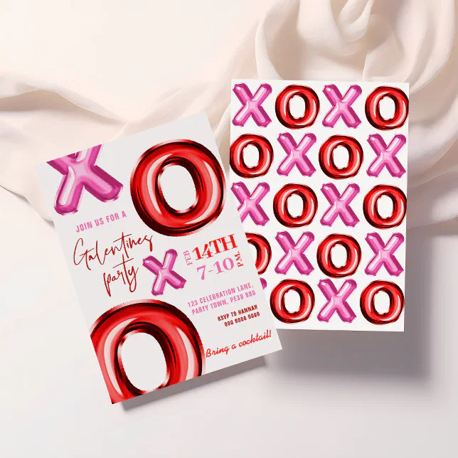XOXO foil balloon Galentines Party Invitation | Zazzle