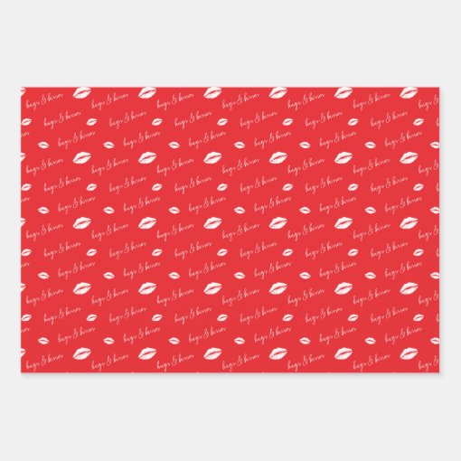 XOXO Hugs & Kisses Brush Script Red & Pink Wrapping Paper Sheets | Zazzle