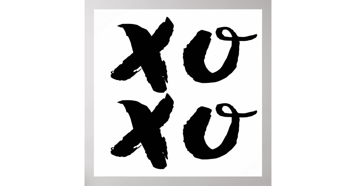 XOXO Hugs & Kisses | Brush Typography Poster | Zazzle