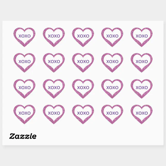 XOXO Hugs & Kisses Custom Conversation Hearts Heart Sticker | Zazzle
