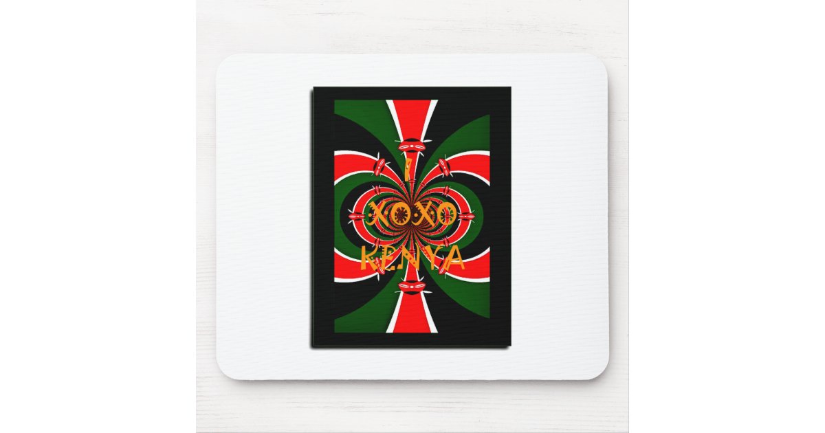 XOXO I Love Kenya Black Red Green National Flag Co Mouse Pad | Zazzle