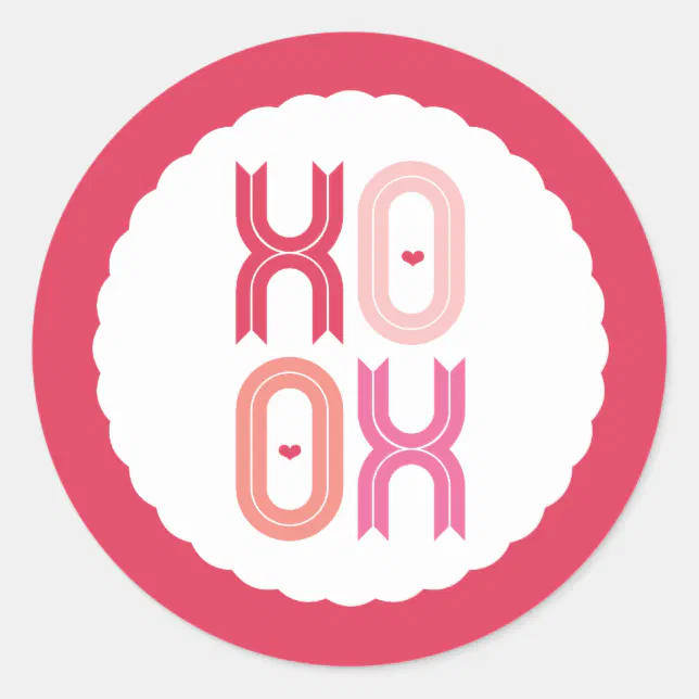 XOXO Love & Kisses Valentine Party 3 Inch Stickers | Zazzle