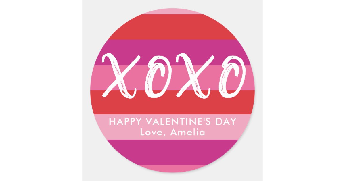 XOXO Personalized Valentine's Day Stickers | Zazzle