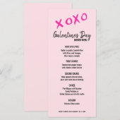 XOXO Pink girly Galentine's day party dinner Menu | Zazzle
