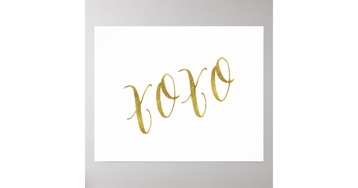 XOXO Quote Faux Gold Glitter Background Template Poster | Zazzle