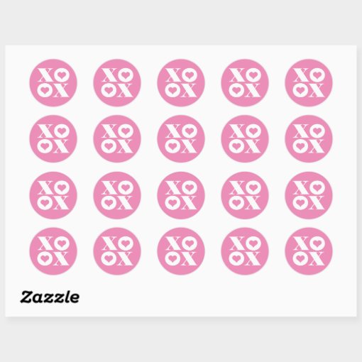 xoxo valentine's circle sticker | Zazzle