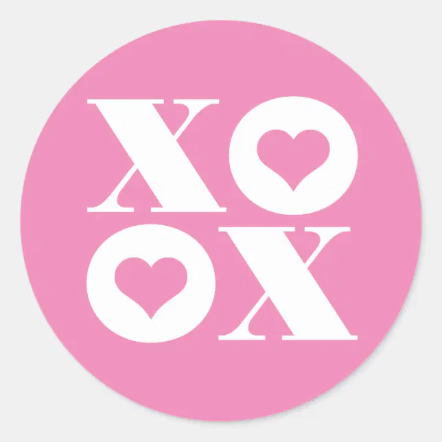 xoxo valentine's circle sticker | Zazzle