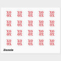 XOXO white red cute typography personalized Classic Round Sticker | Zazzle