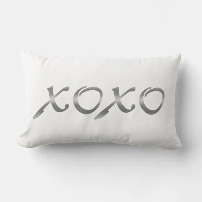 XOXO's in Silver Lumbar Pillow | Zazzle