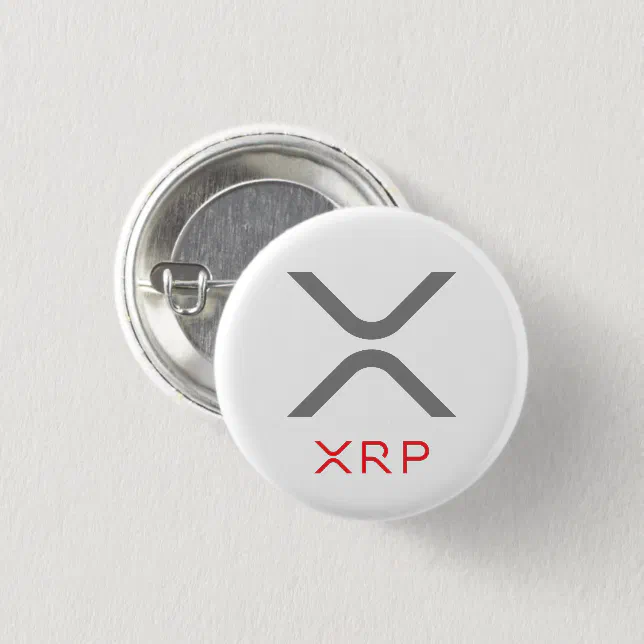 XRP Ripple Gray & Red Logo | Button | Zazzle