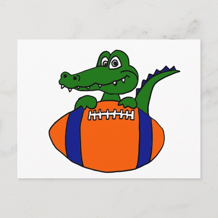 XX- Awesome Gator on a Football Cartoon Postcard | Zazzle