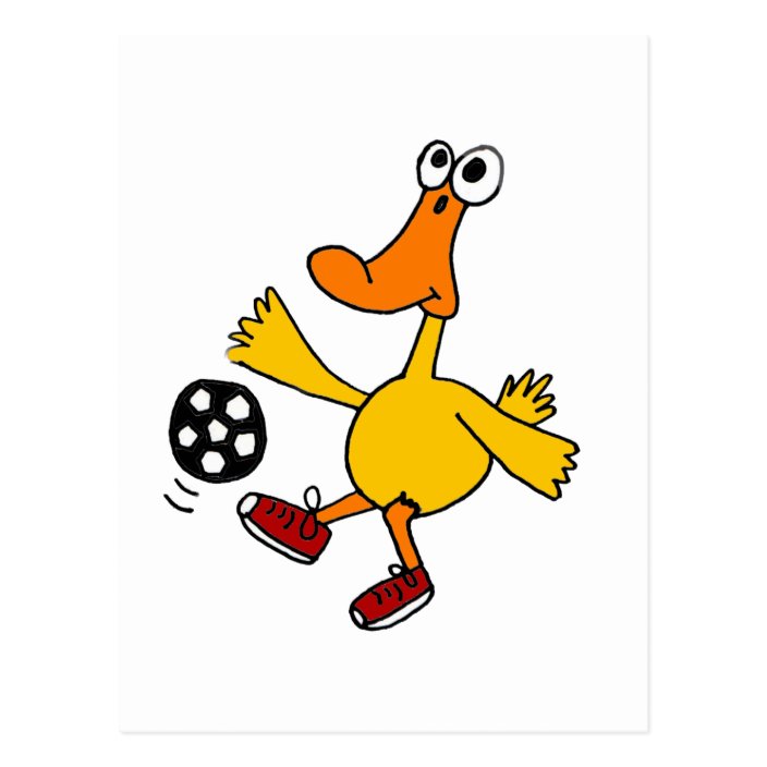 XX- Duck Playing Soccer Cartoon Postcard | Zazzle.com