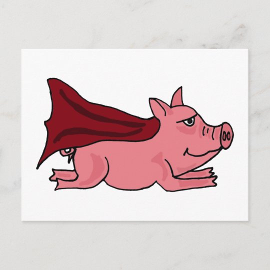 XX- Flying Super Pig Cartoon Postcard | Zazzle.com