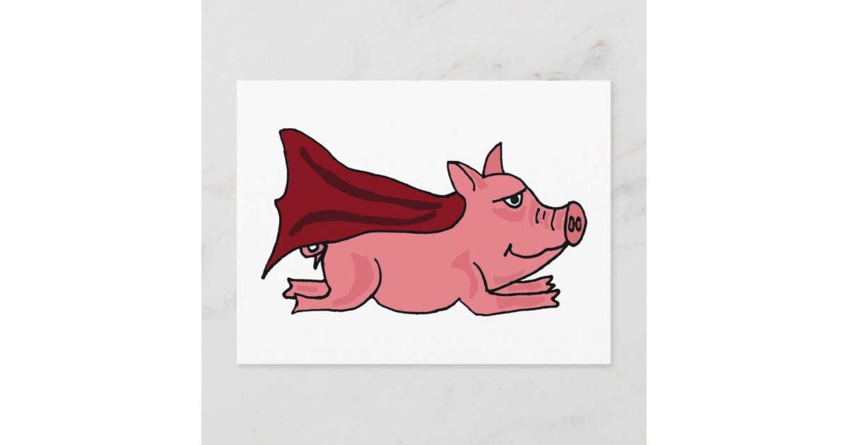 XX- Flying Super Pig Cartoon Postcard | Zazzle