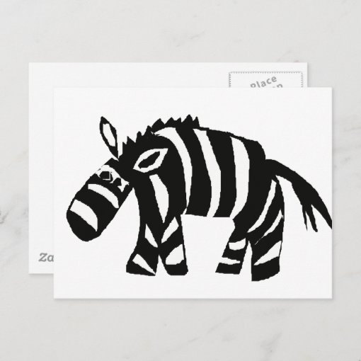XX- Funky Primitive Art Zebra Postcard | Zazzle