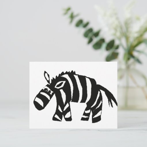 XX- Funky Primitive Art Zebra Postcard | Zazzle