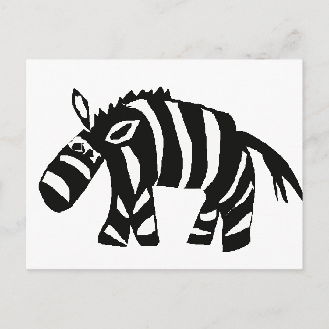 XX- Funky Primitive Art Zebra Postcard | Zazzle