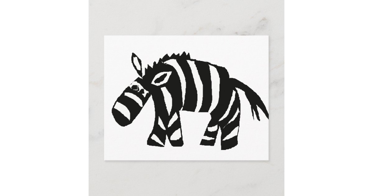 XX- Funky Primitive Art Zebra Postcard | Zazzle