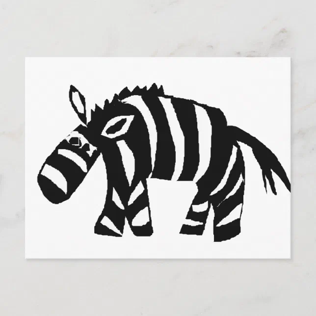 XX- Funky Primitive Art Zebra Postcard | Zazzle
