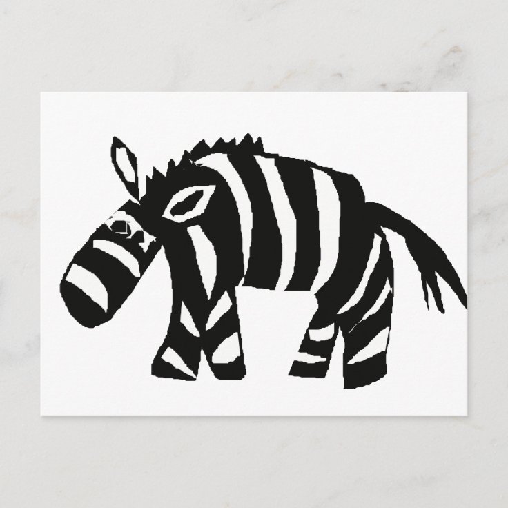 XX- Funky Primitive Art Zebra Postcard | Zazzle
