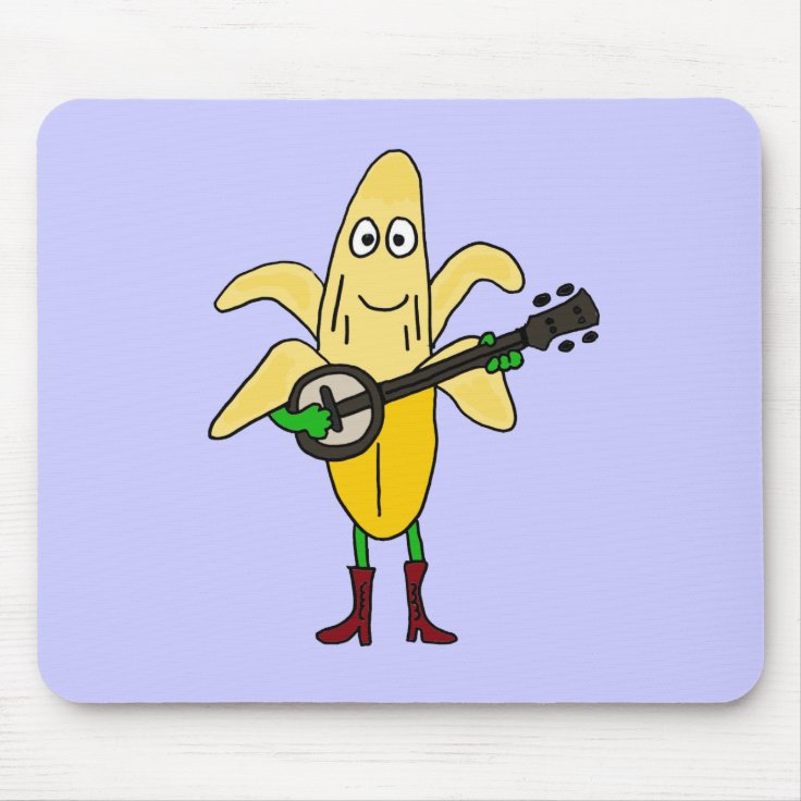 XX- Funny Banana Playing Banjo Cartoon Mouse Pad | Zazzle