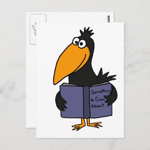XX- Funny Crow Reading Book Cartoon Postcard | Zazzle