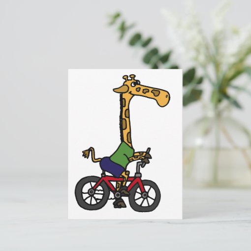 XX- Funny Giraffe Riding Bicycle Cartoon Postcard | Zazzle