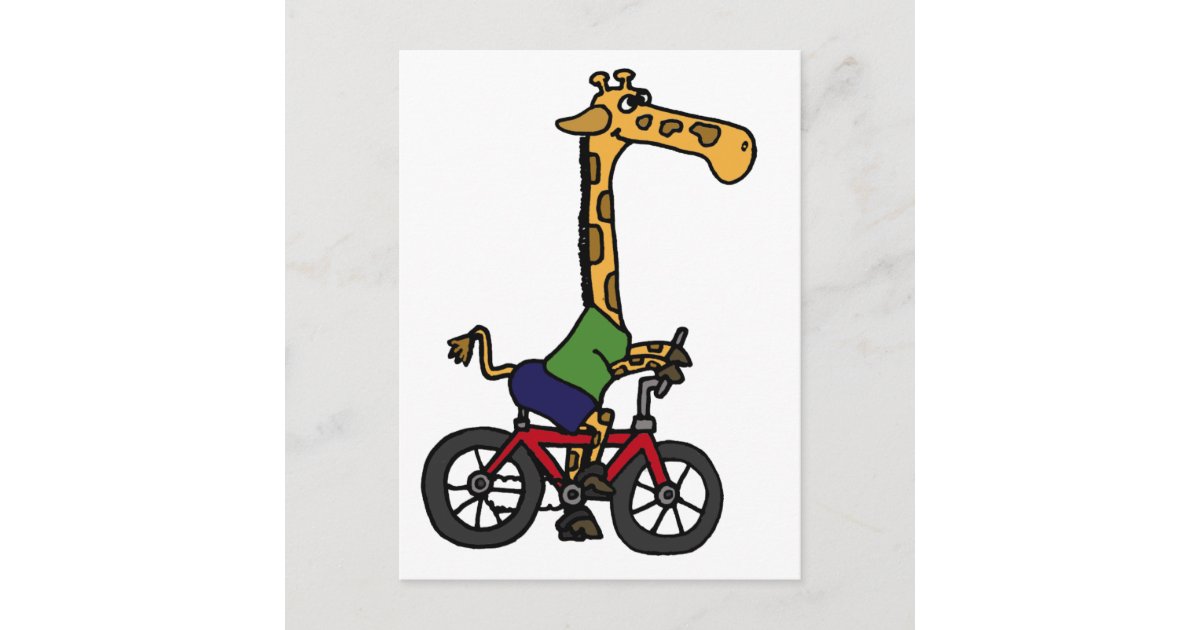 XX- Funny Giraffe Riding Bicycle Cartoon Postcard | Zazzle