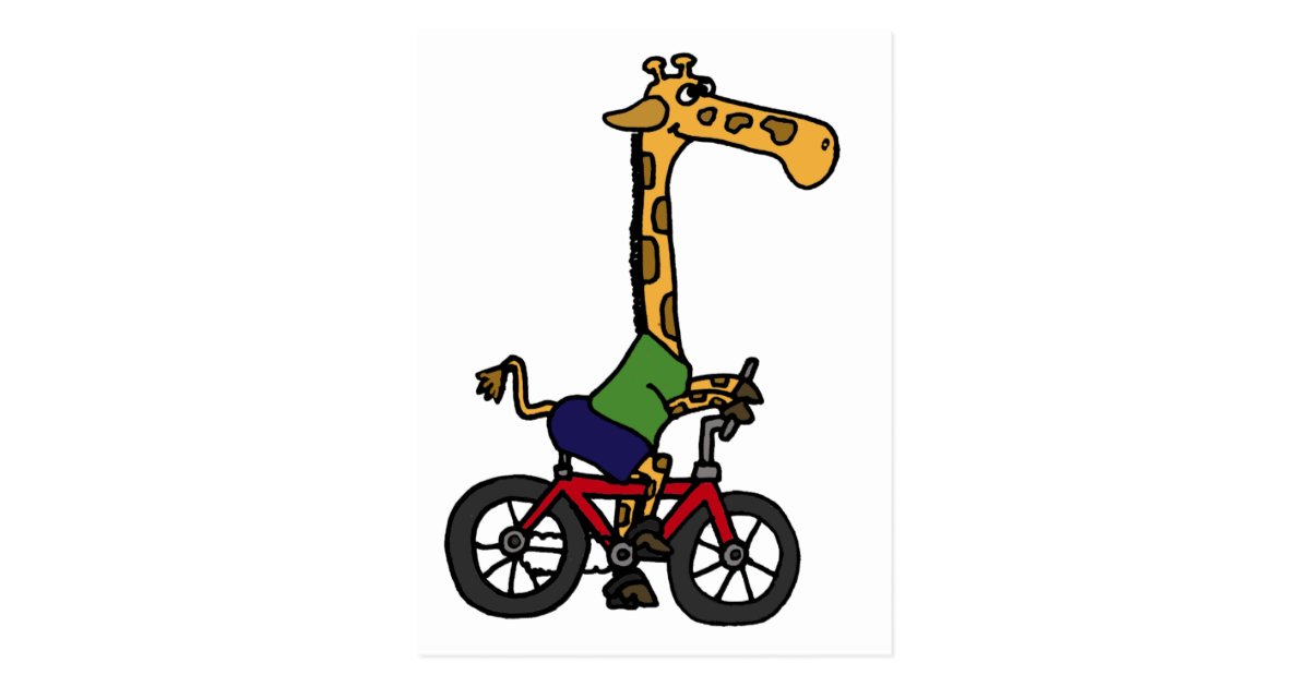 XX- Funny Giraffe Riding Bicycle Cartoon Postcard | Zazzle.com