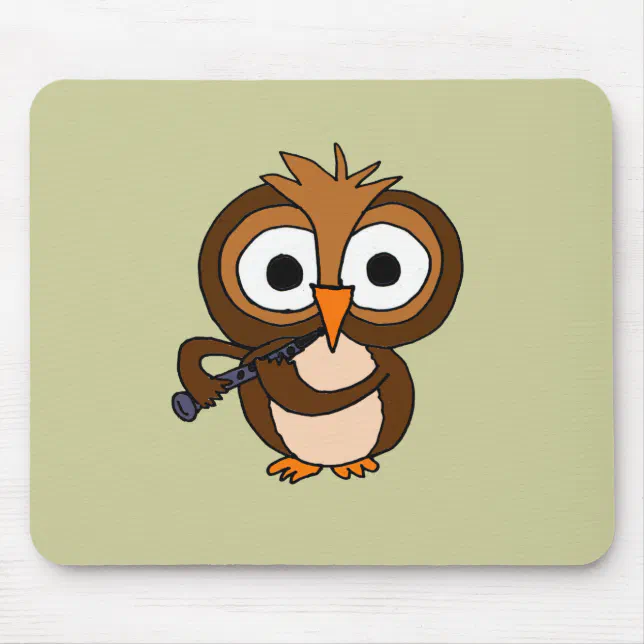 XX- Funny Owl Playing the Clarinet Mouse Pad | Zazzle