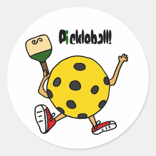 XX- Funny Pickleball Character Classic Round Sticker | Zazzle.com