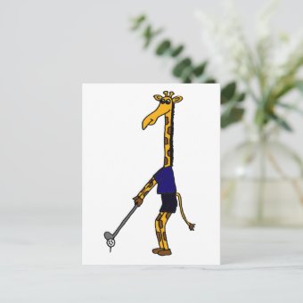 XX- Giraffe Playing Golf Design Postcard | Zazzle