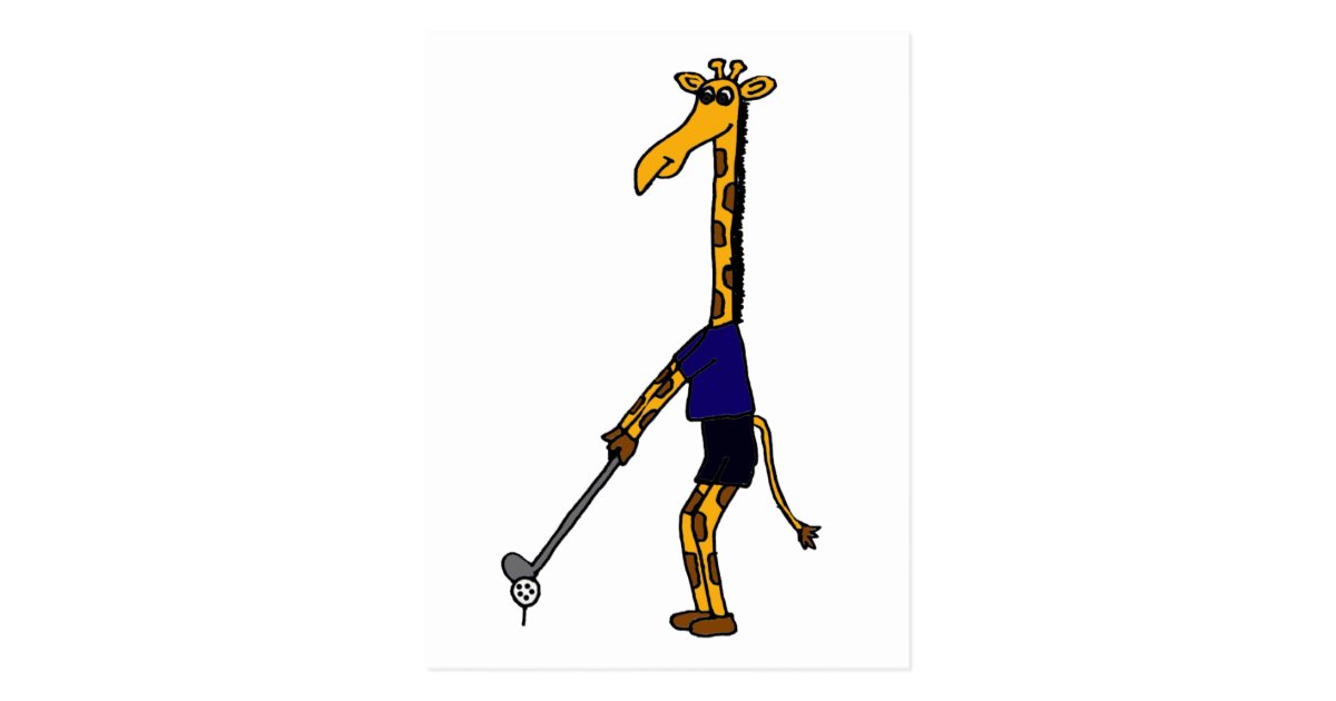 XX- Giraffe Playing Golf Design Postcard | Zazzle.com