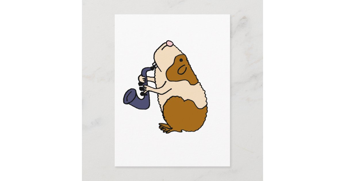 XX- Guinea Pig Playing the Saxophone Postcard | Zazzle