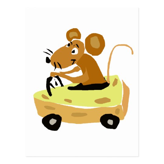 XX- Mouse Driving a Cheese Car Cartoon Postcard | Zazzle.com