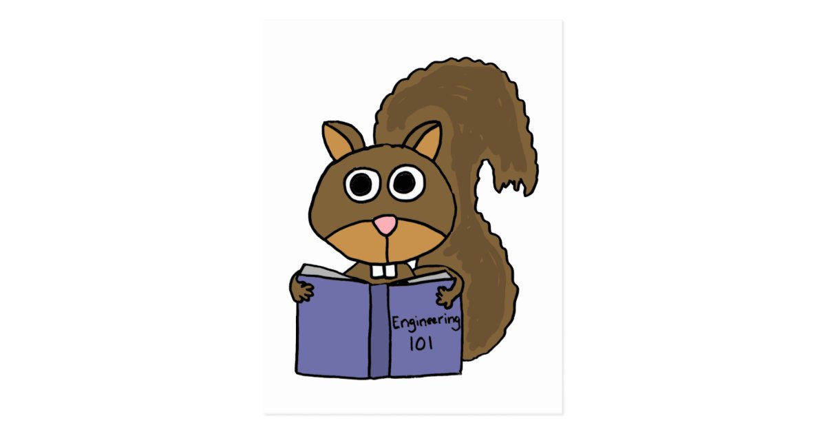 XX- Squirrel Reading Book Cartoon Postcard | Zazzle.com