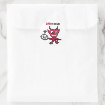 XY- Devil Playing BADminton Cartoon Classic Round Sticker | Zazzle