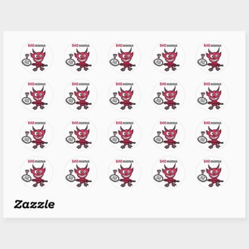 XY- Devil Playing BADminton Cartoon Classic Round Sticker | Zazzle