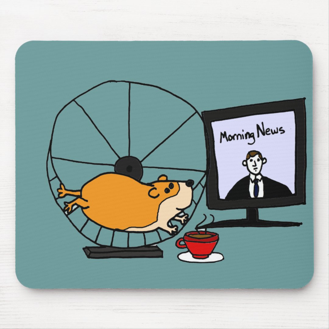 XY- Funny Hamster on an Exercise Wheel Satire Mouse Pad | Zazzle