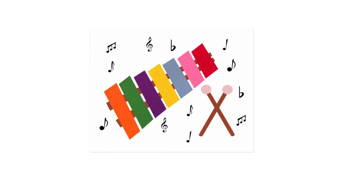 Xylophone Multicolored Musical Instrument Cartoon Postcard | Zazzle.com