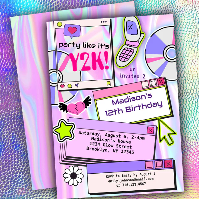 Y2K 2000's Theme Birthday Party Invitation | Zazzle