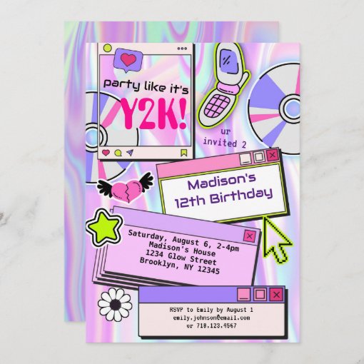 Y2K 2000's Theme Birthday Party Invitation | Zazzle