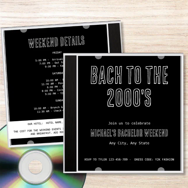Y2K Bach To The 2000s CD Cover Bachelor Weekend Invitation | Zazzle