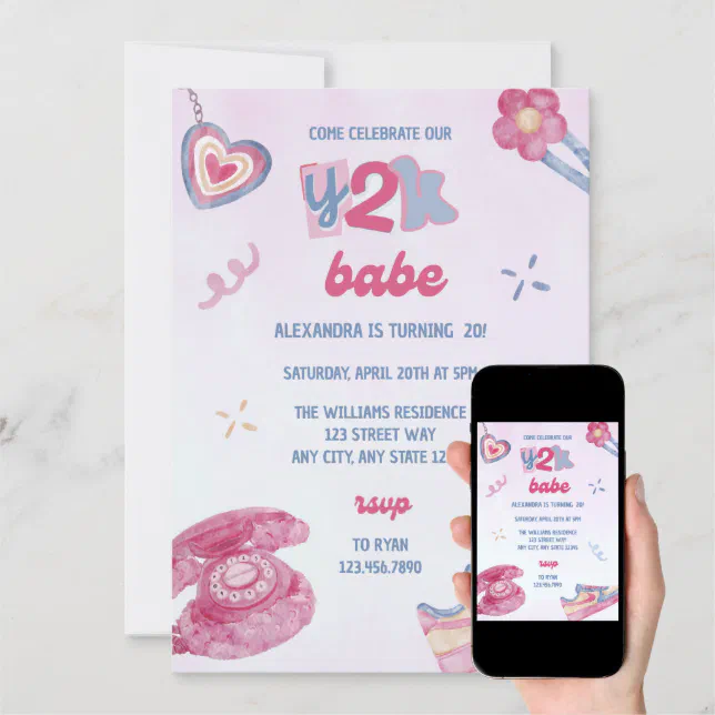 Y2K Birthday Party Invitation | Zazzle