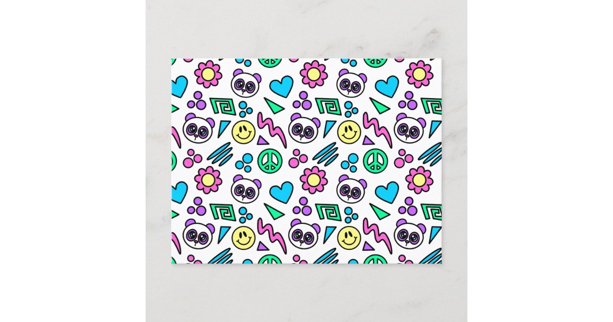 Y2K Pandas on White - 1000Pandas by Amanda Roos Postcard | Zazzle