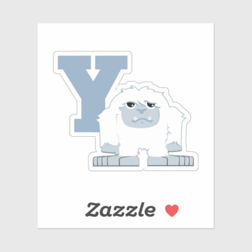 Y is for Yeti Cute Cartoon Yeti Monster Sticker | Zazzle